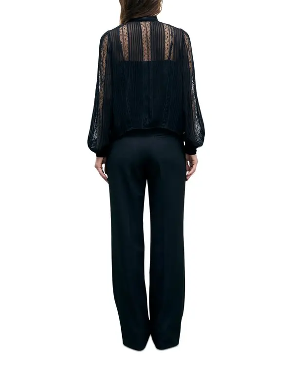 Gerard Darel Lulu Pleated Lace Blouse