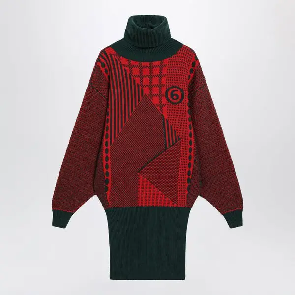 MAISON MARGIELA Jacquard Knit Mini Dress In Wool