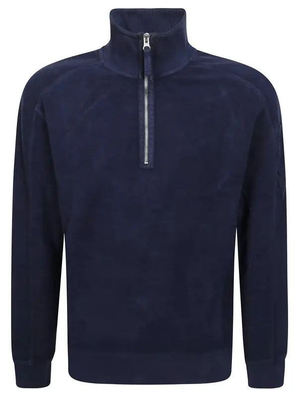 C.P. COMPANY Polo-collar Sweatshirt In Brushed Diagonal Fleece