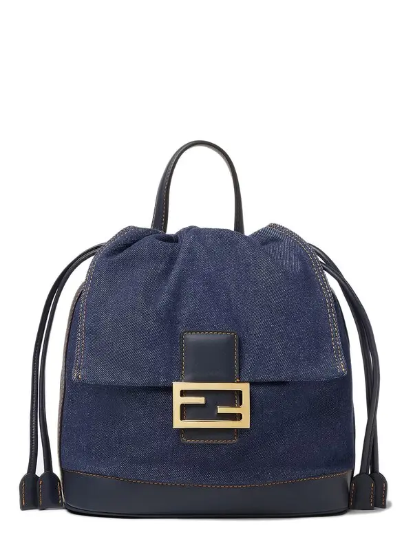 Fendi Calfskin Front-flap Crossbody With Ff Clasp And Drawstring Closure