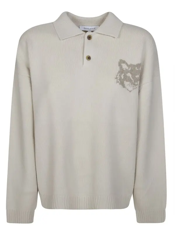 Maison Kitsuné Fox Head Intarsia Merino Polo Jumper