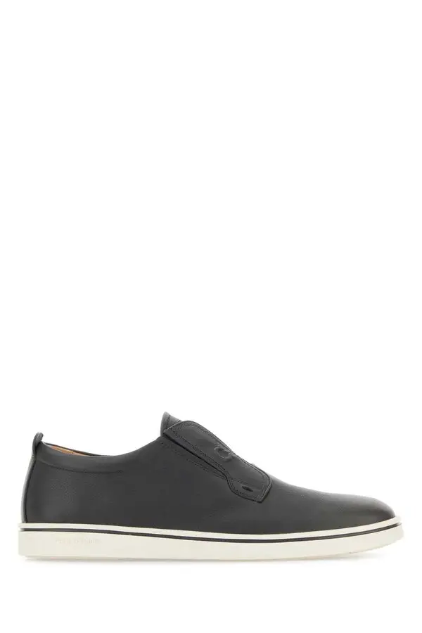 FERRAGAMO Alfie Dark Leather Slip-on Loafers For - Grey