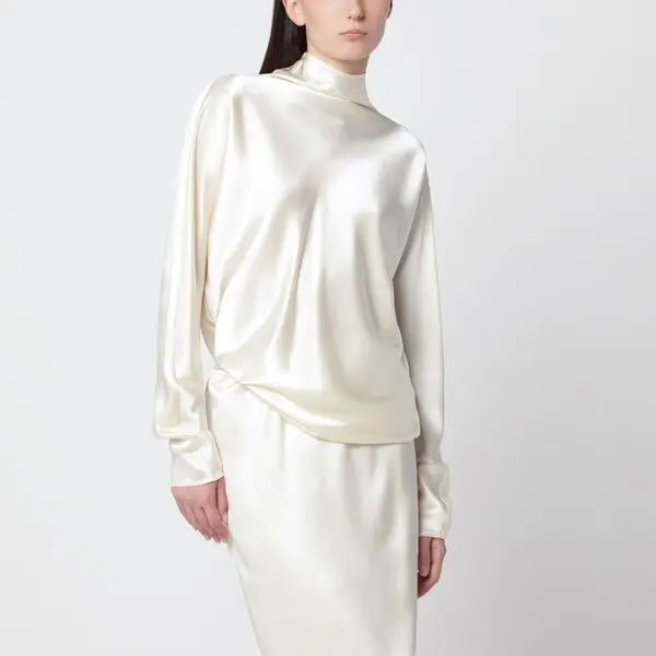 Almada Label Vanilla Maddy Satin Blouse - White