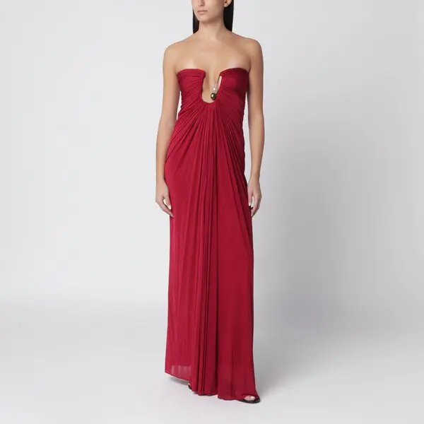 Christopher Esber Long Jersey Dress With Sculptural Décolleté Detail - Red