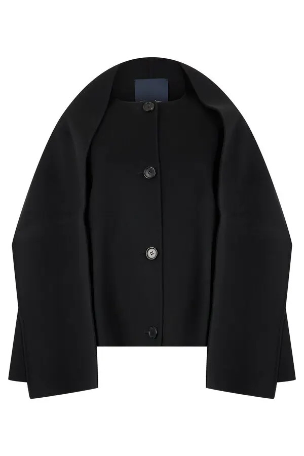 Max Mara Sleek Button-front Wool Jacket With Classic Collar - Black