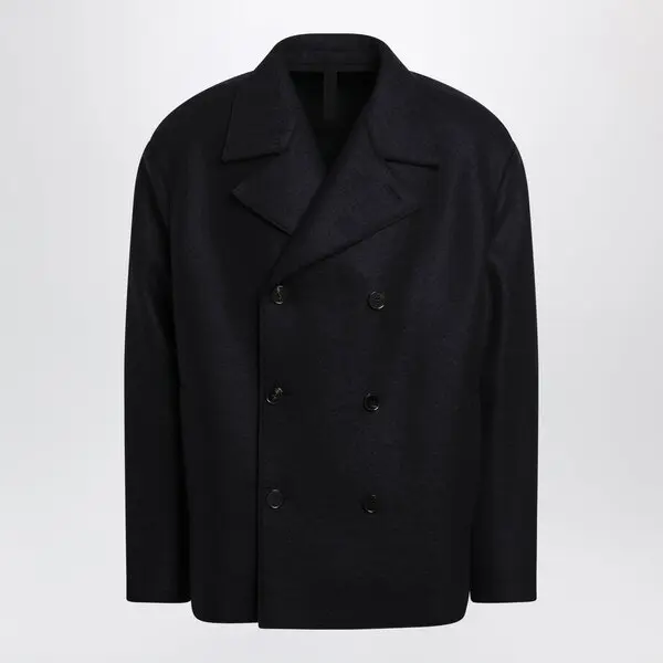 Harris Wharf London Short Double-breasted Wool Coat - Blue