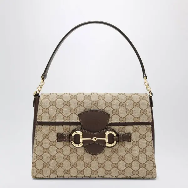 Gucci Brown Horsebit Duomo Mini Handbag In Gg Fabric