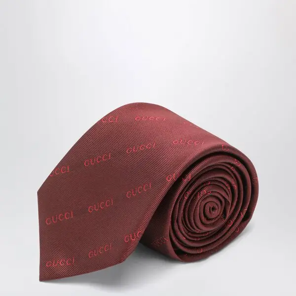 Gucci Jacquard Silk Tie With Allover Gg Motif
