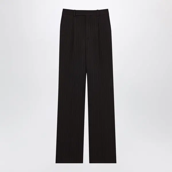 Saint Laurent Pinstriped Wool Crepe Trousers With Central Pleat And Slight Flare