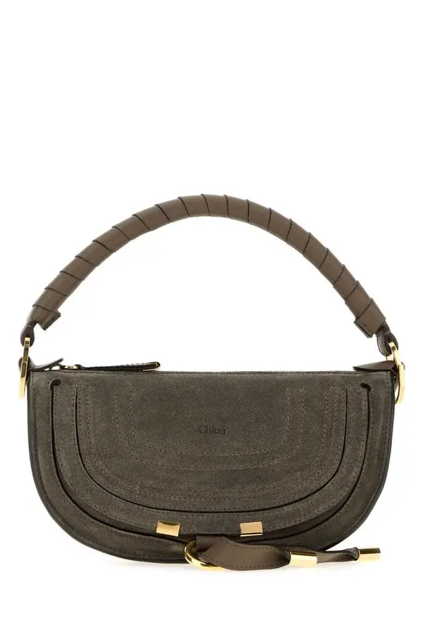 Chloé Mini Marcie Suede Shoulder Handbag With Adjustable Strap - Grey