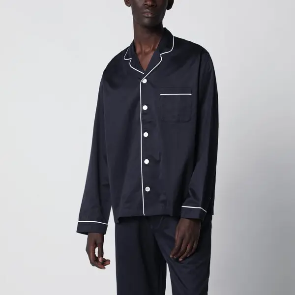 TEKLA Piped Pajama Shirt - Blue