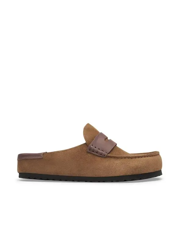 BIRKENSTOCK Suede Leather Clog Mule Sandals - Dark Tea