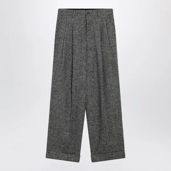 DOLCE E GABBANA Speckled Wool-blend Trousers With Front Pleats And Pockets