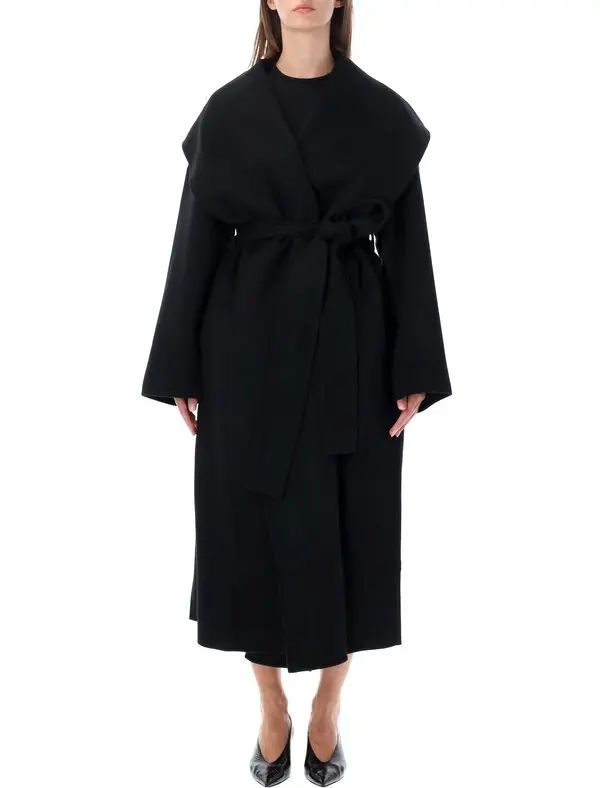 TOTEME Wool Wrap Coat - Nero