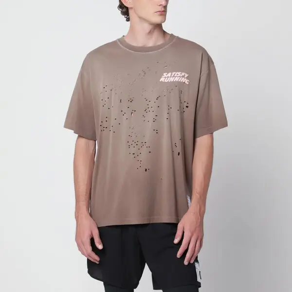 Satisfy Sun Bleached Rain Drum T-shirt With Laser-cut Perforations
