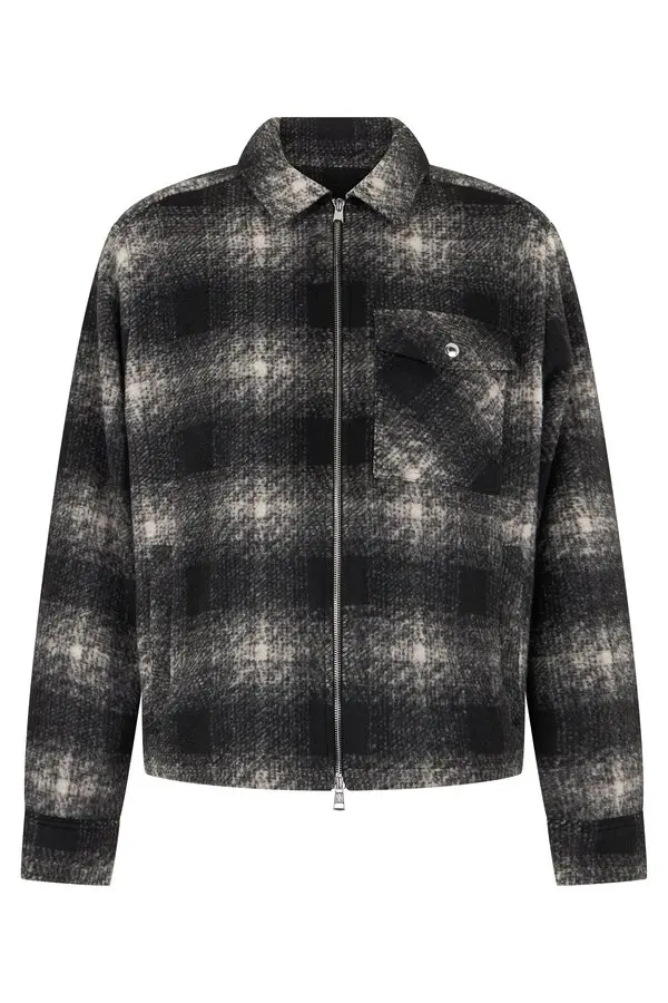 Moncler Monochrome Check Flannel Shirt With Zip