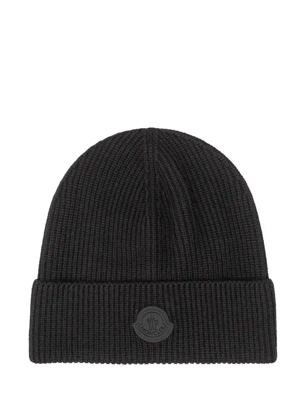 Moncler Knit Beanie With Turn-up Cuff - Nero
