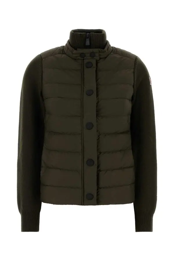 Moncler Quilted Down Puffer-knit Cardigan - Green
