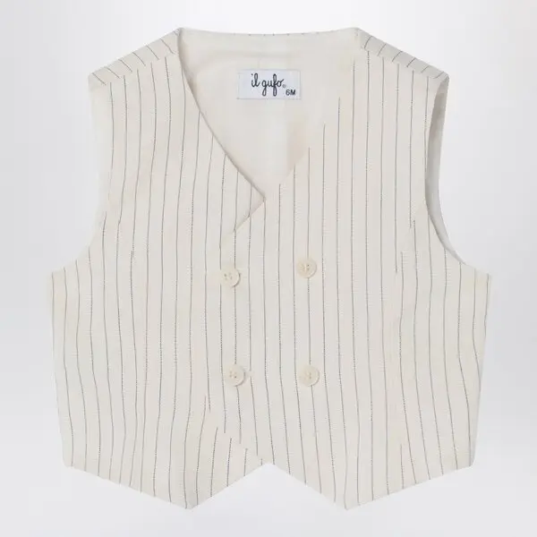 IL GUFO Double-breasted Pinstriped Cotton Vest