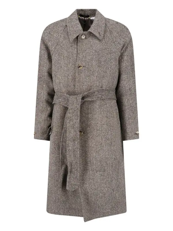 Paul Smith Herringbone Belted Overcoat