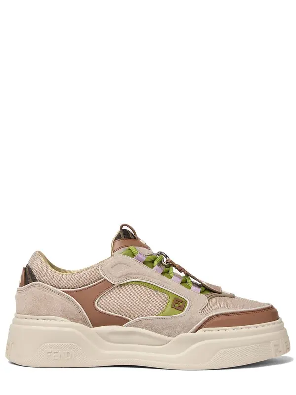 Fendi Force Lace-up Low-top Sneakers With Chunky Eva Soles And Removable Leather Charm