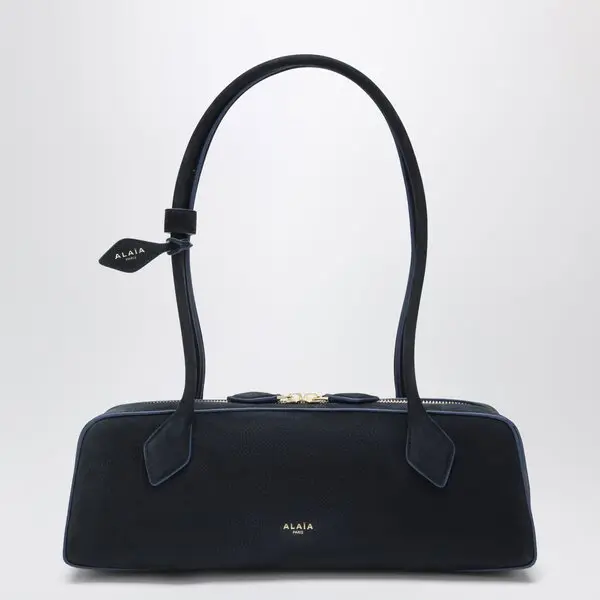 Alaïa Mini Le Teckel Nubuck Shoulder Bag With Elongated Tubular Handles - Blue