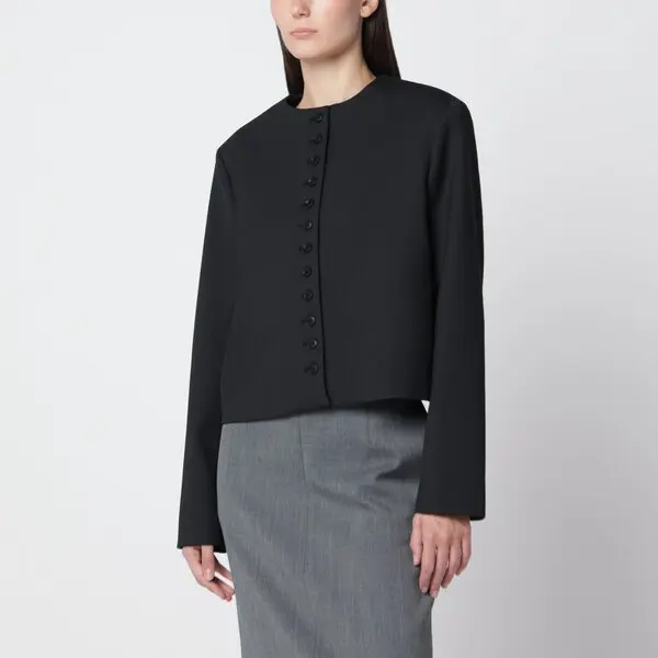 Almada Label Boxy Collarless Button Jacket