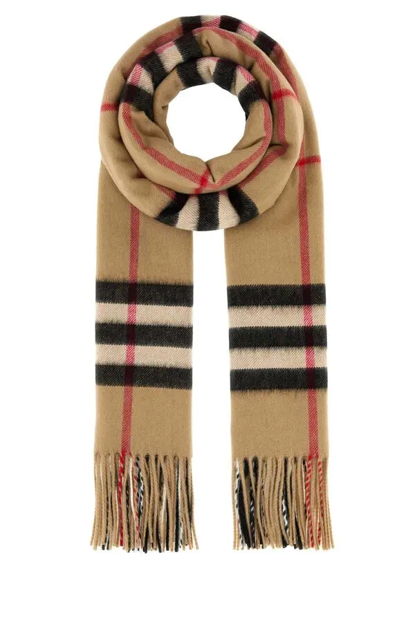 Burberry Embroidered Cashmere Scarf - Checked