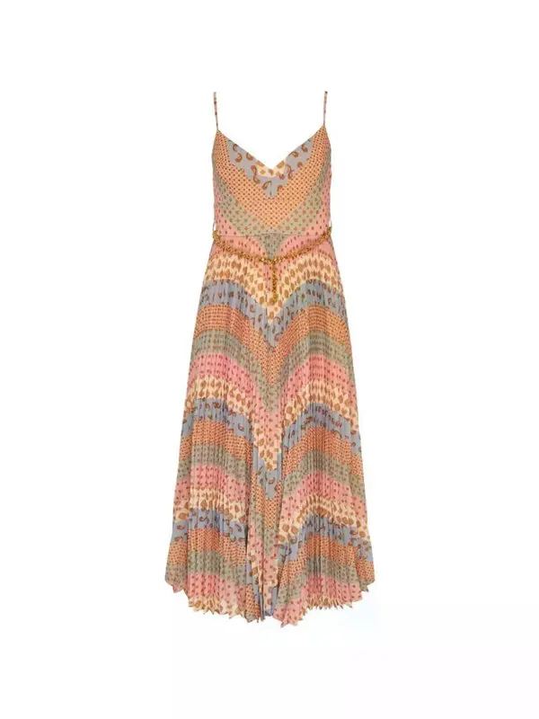 Zimmermann Sunray Chevron-print Pleated Midi Dress