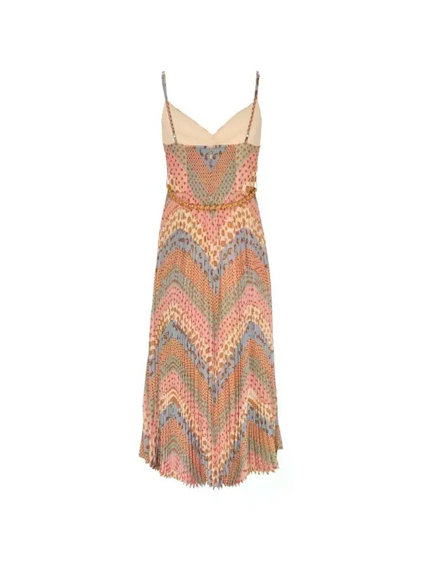 Zimmermann Sunray Chevron-print Pleated Midi Dress