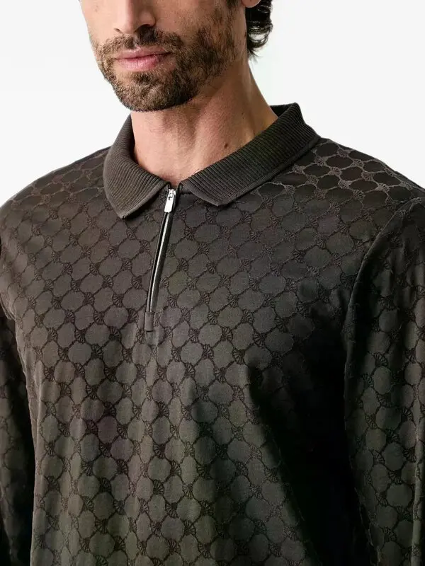 JOOP! Monogram-pattern Zip-fastening Polo Shirt - Brown