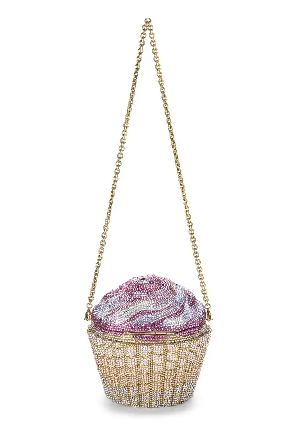 Judith Leiber Pink Crystal Cupcake Minaudiere