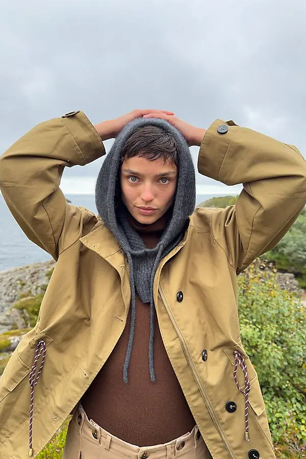 RAISONNEL 100% Cotton Funnel Neck Utility Jacket - Tan