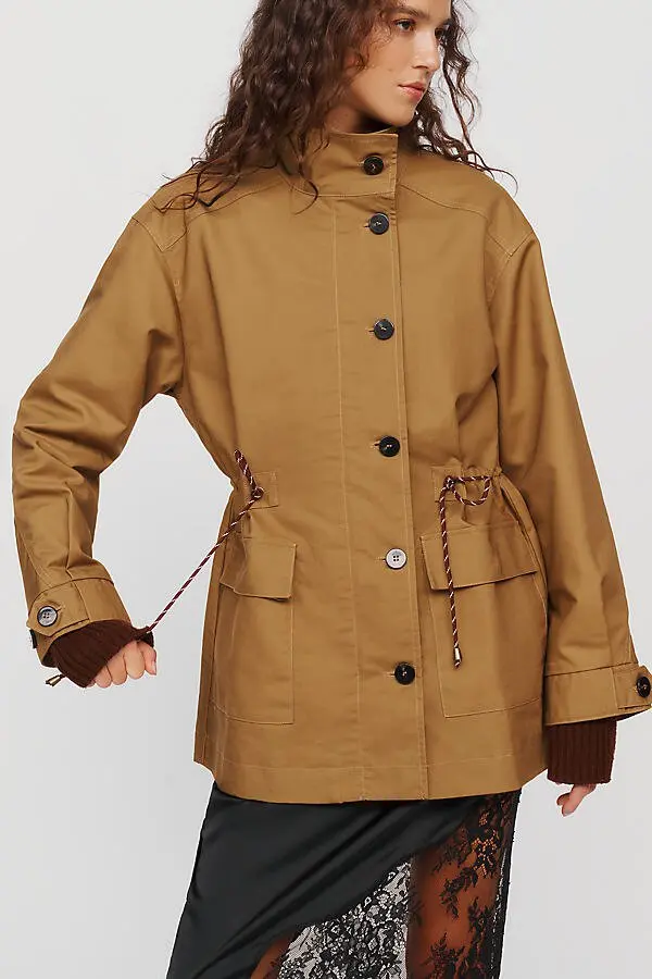 RAISONNEL 100% Cotton Funnel Neck Utility Jacket