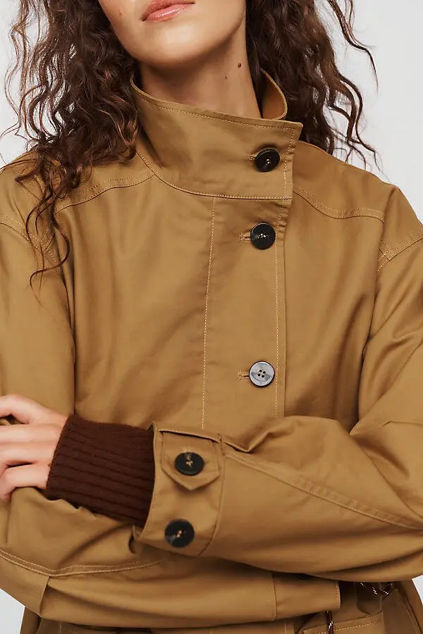 RAISONNEL 100% Cotton Funnel Neck Utility Jacket