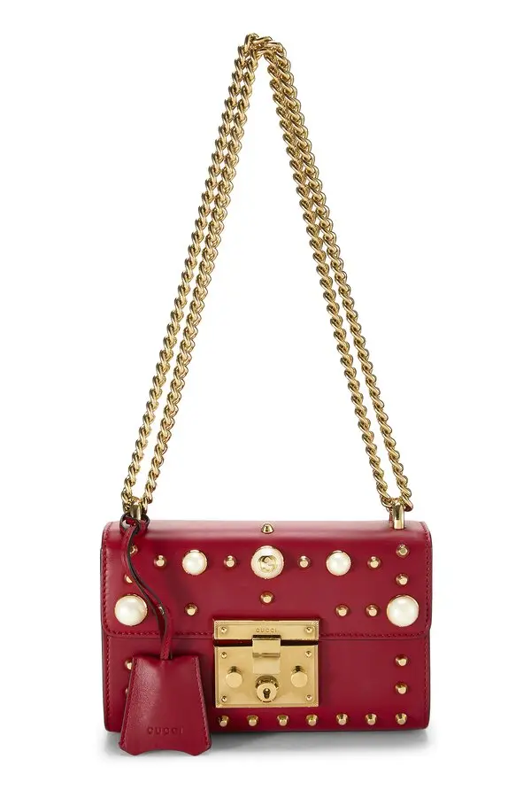 Gucci Leather Studded Padlock Shoulder Bag