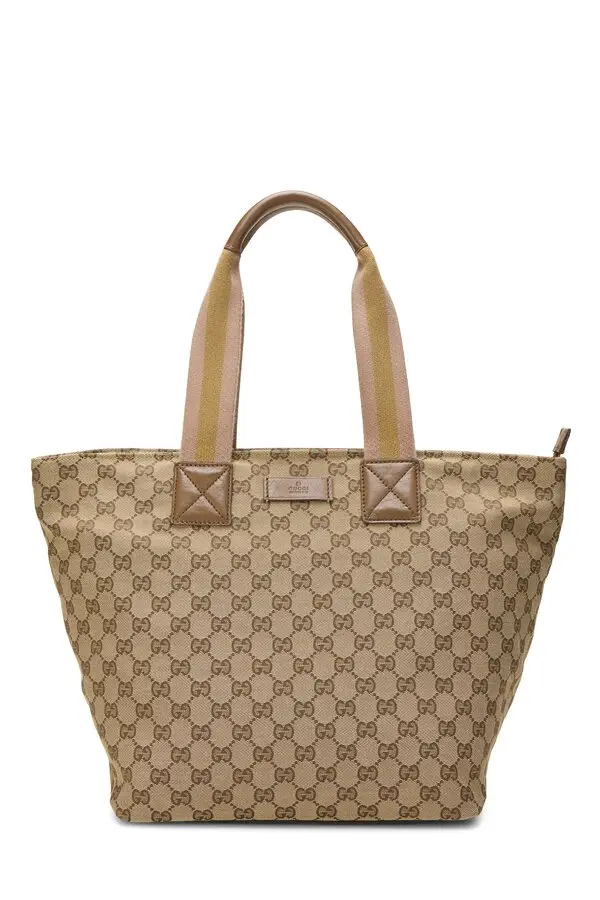 Gucci Original Gg Canvas Web Zip Tote - Brown
