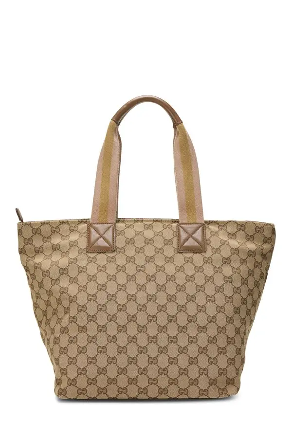 Gucci Original Gg Canvas Web Zip Tote