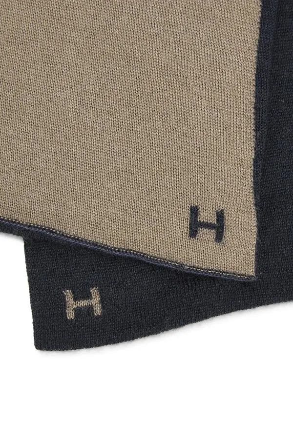 Hermès Navy & Grey Cashmere Muffler