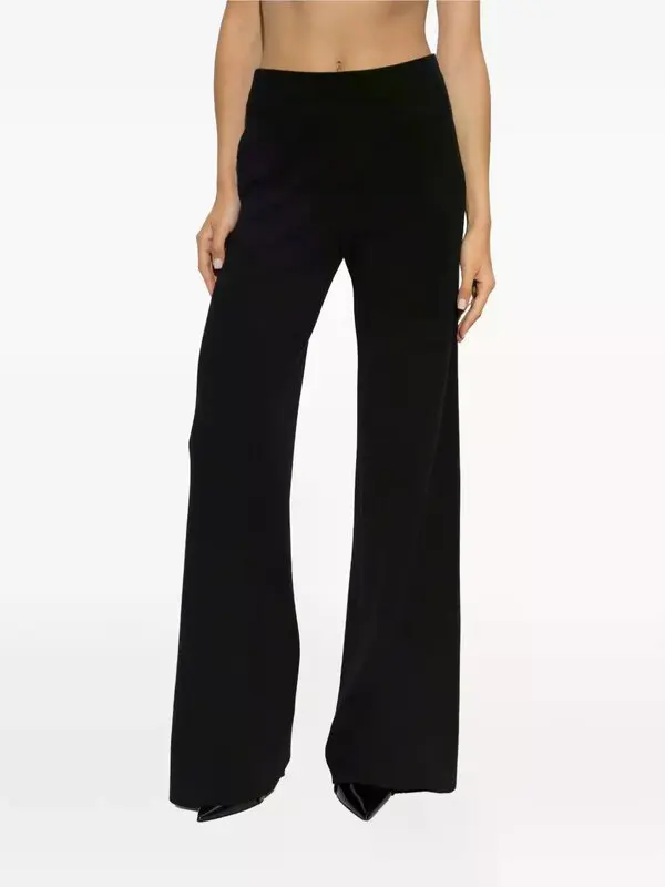 Blumarine Wide-leg Wool Trousers - Black