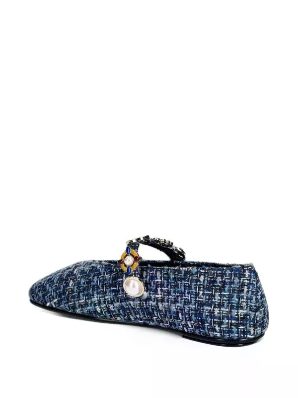 Jeffrey Campbell Amarissa-2 Embellished Tweed Ballet Flats