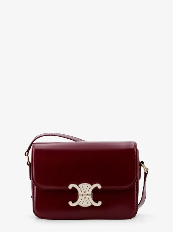 Celine Teen Triomphe Leather Crossbody Bag With Enameled Triomphe Logo - Multicolor