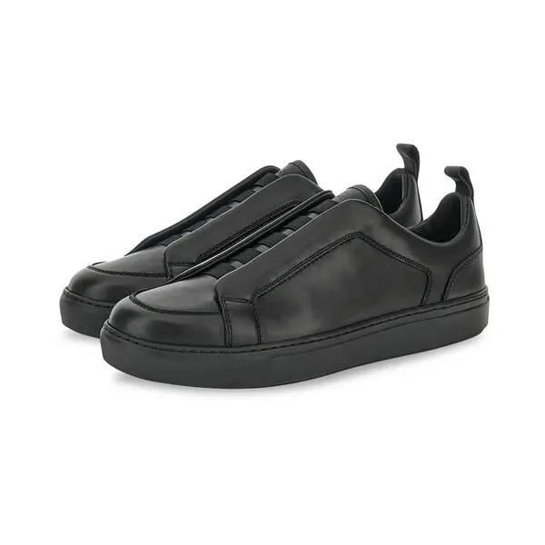 Paul & Shark Leather Slip-on Sneakers - Black