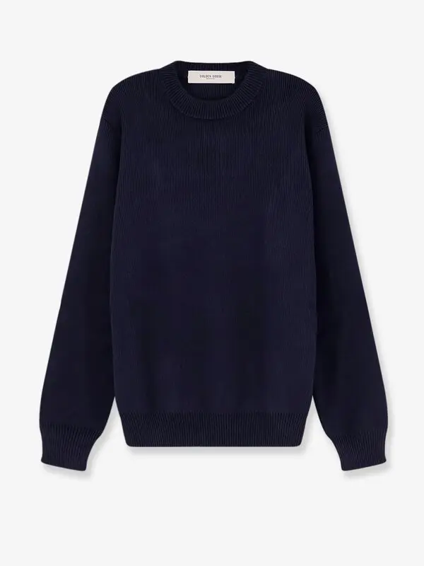 GOLDEN GOOSE Davis Ribbed Cotton Sweater - Blue