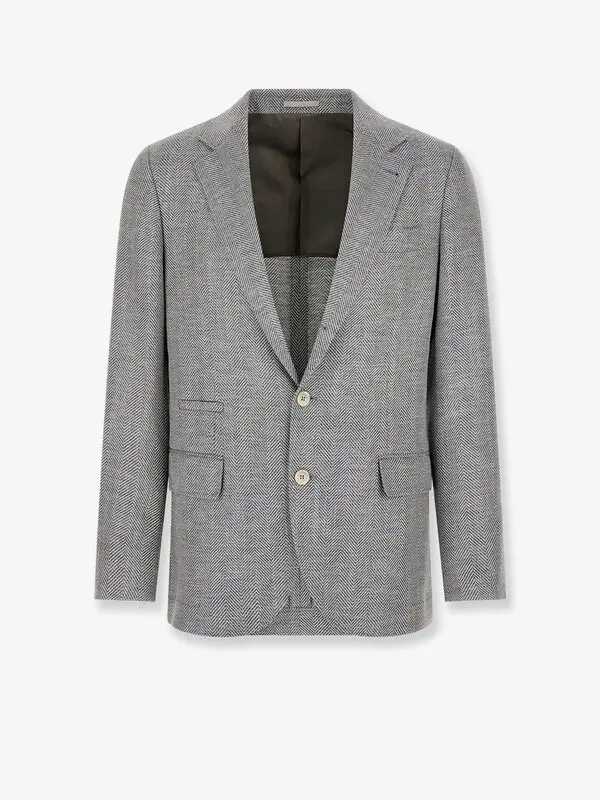 Brunello Cucinelli Deconstructed Wool, Alpaca And Silk Chevron Blazer