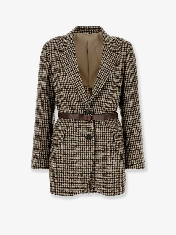 Brunello Cucinelli Madras Blazer With Belt - Multicolor