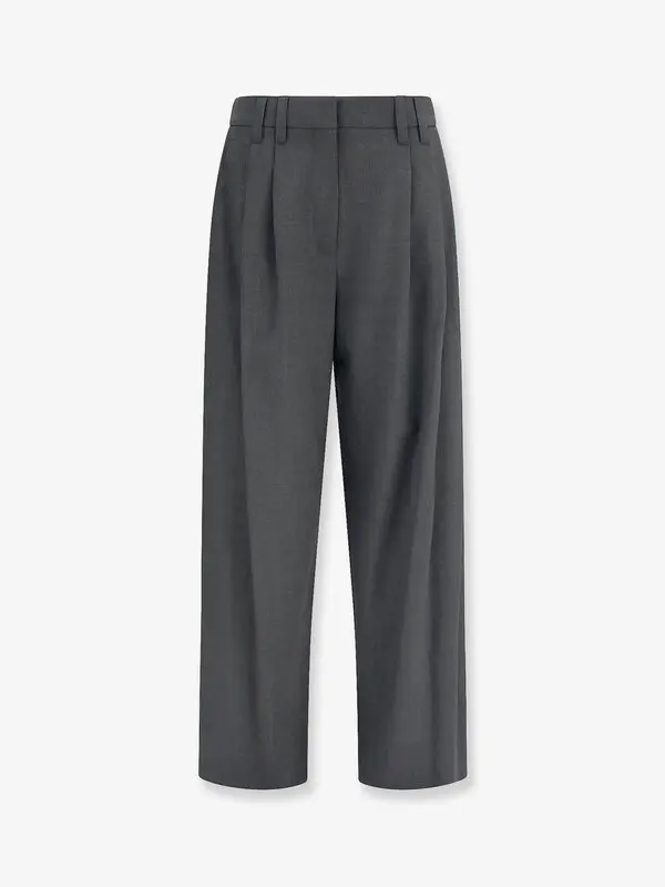 Brunello Cucinelli Stretch Virgin Wool Blend Trousers With Monili Detail - Multicolor