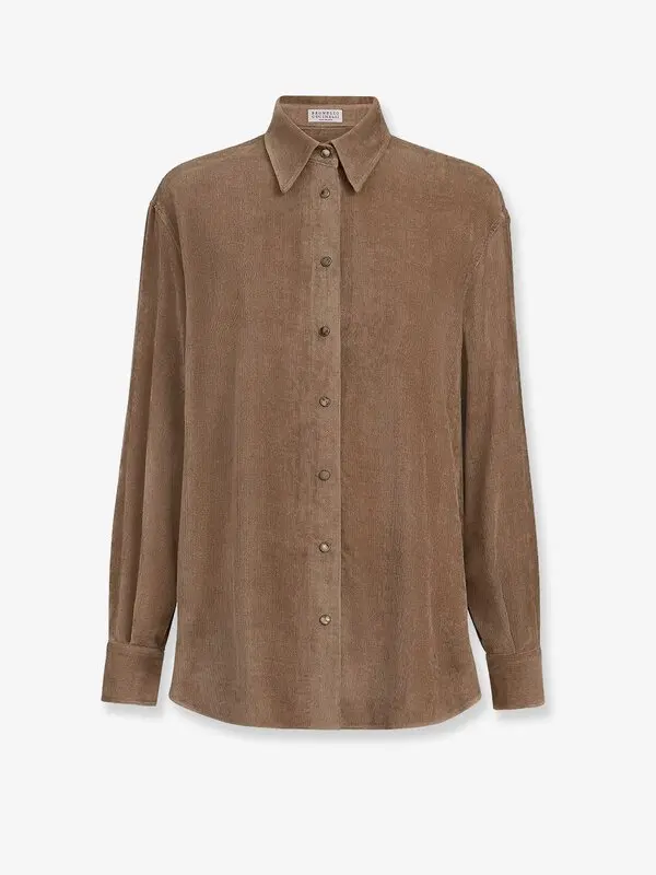 Brunello Cucinelli Fluid Corduroy Shirt With Monili