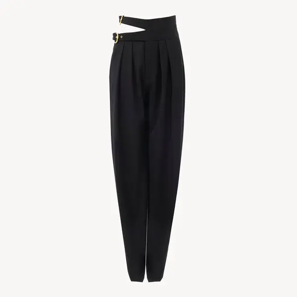 Chloé High-rise Tailored Pants In Wool Grain De Poudre