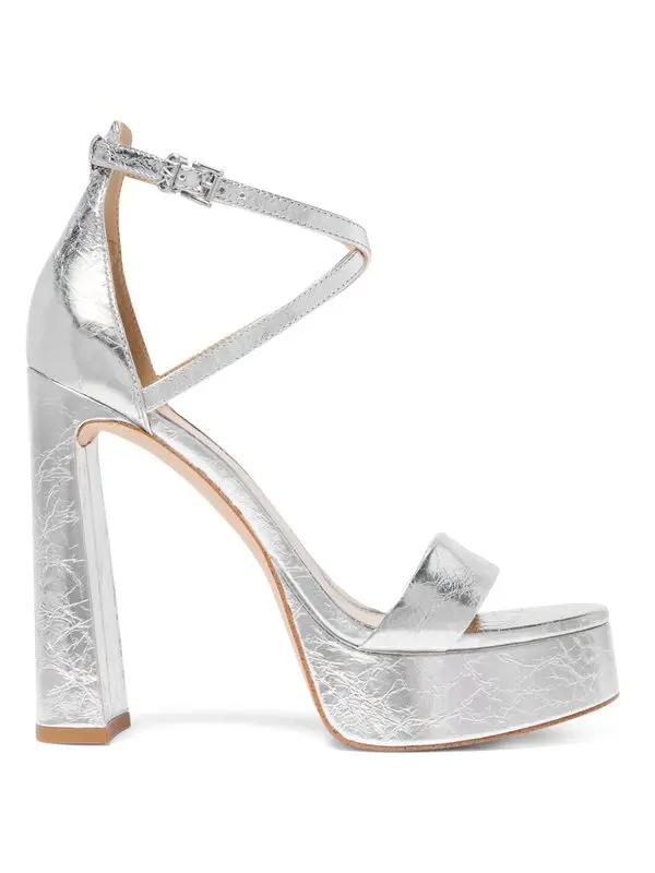 Michael Kors Cami 125mm Leather Platform Sandals - Silver
